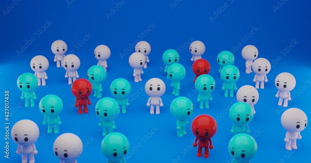 3d rendering illustration of group of people herd immunity concept ...