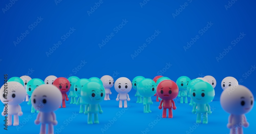 3d rendering illustration of group of people herd immunity concept ...