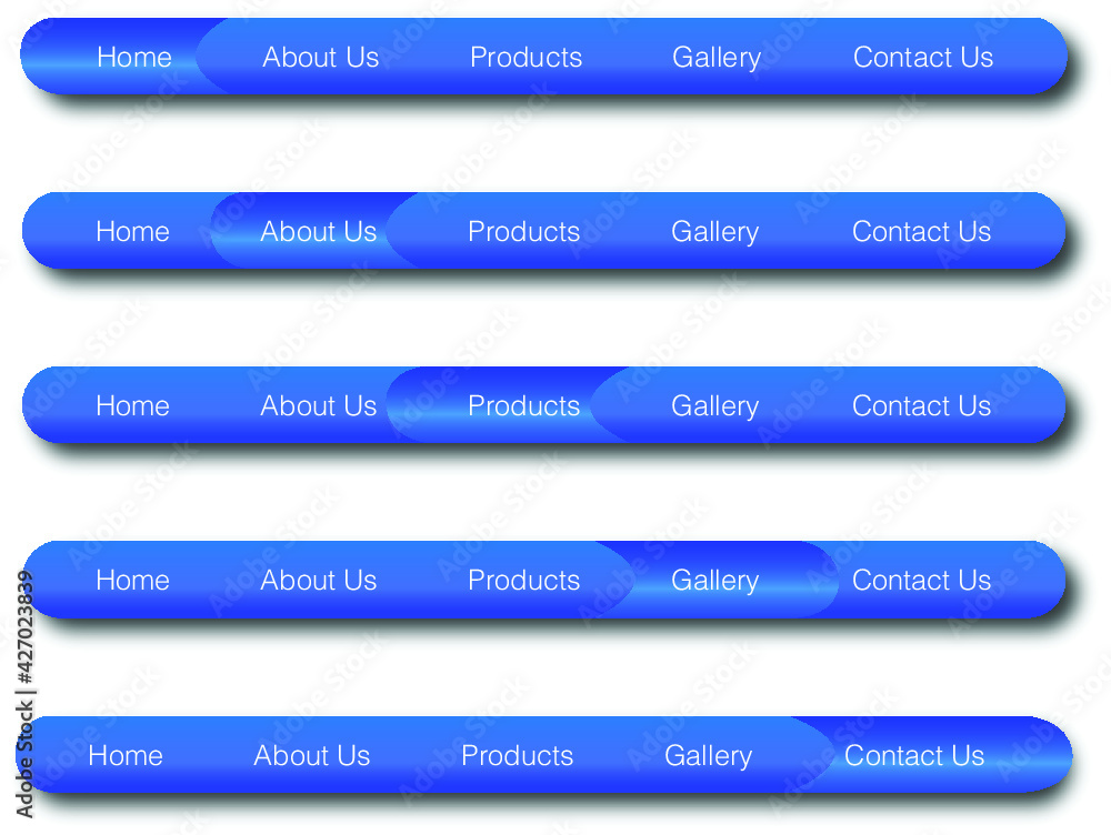 Home, about us, products, Gallery and contact us buttons. Website ...