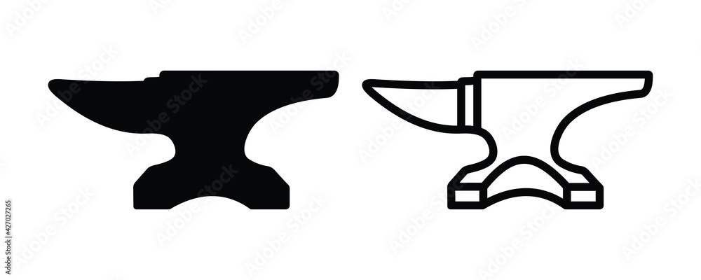 Vintage anvil Icon for blacksmith, blacksmith tools isolated on white ...