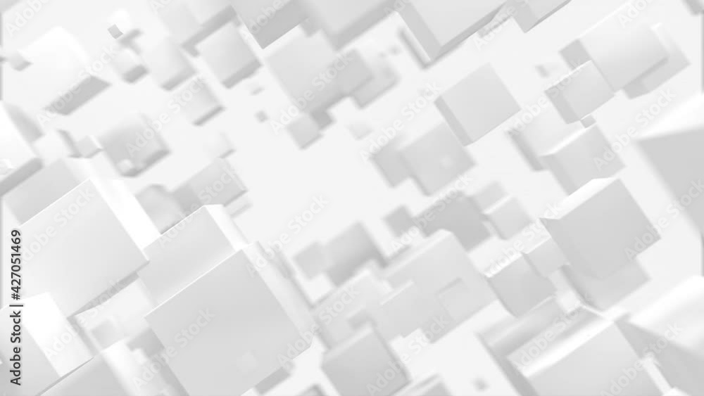 Fly through set of white boxes. Abstract 3d render geometric background ...