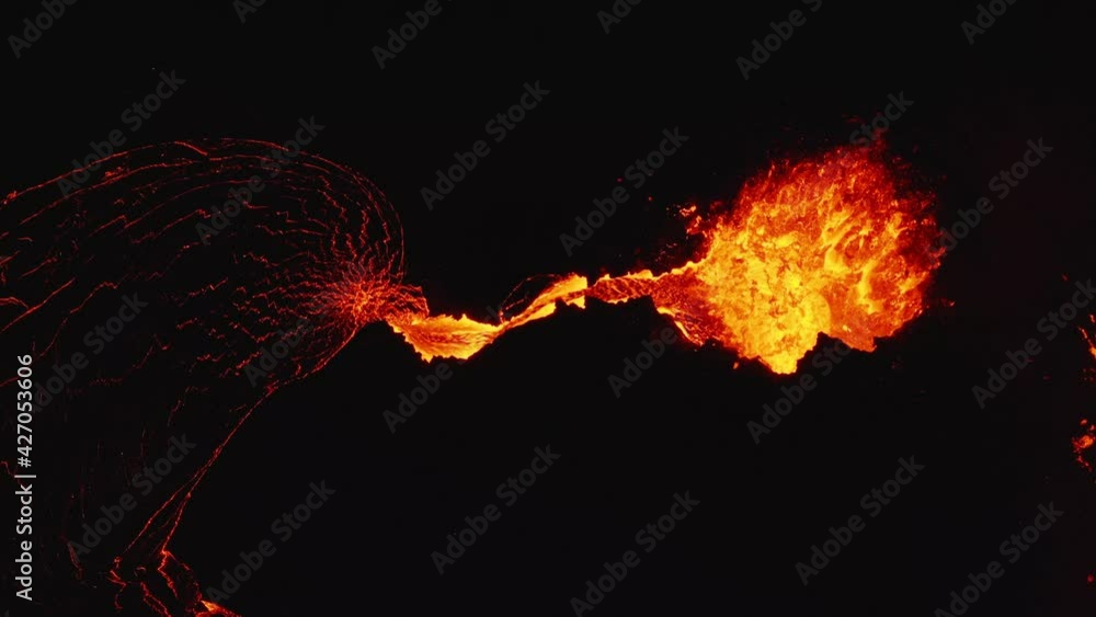 A volcano in the Reykjanes peninsula in Iceland. The eruption site ...