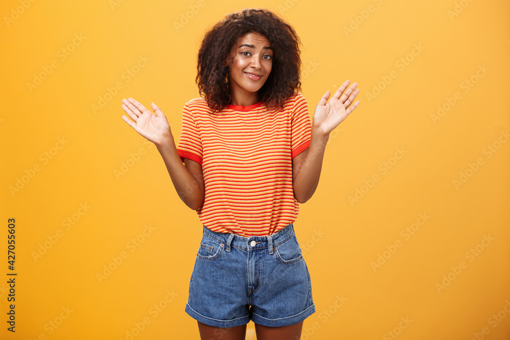 No idea do not care. Careless and indifferent calm happy african ...