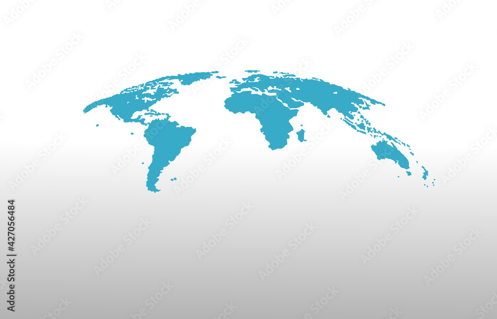 World map curved. Blue globe planet on white background vector ...
