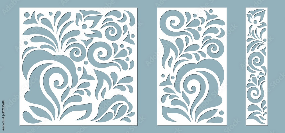 Set panel abstract leaves for registration of the decorative surfaces ...