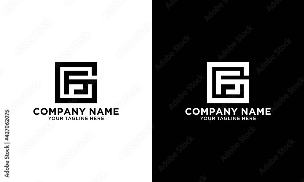 Letter GFS logo design concept template vector on a black and white ...