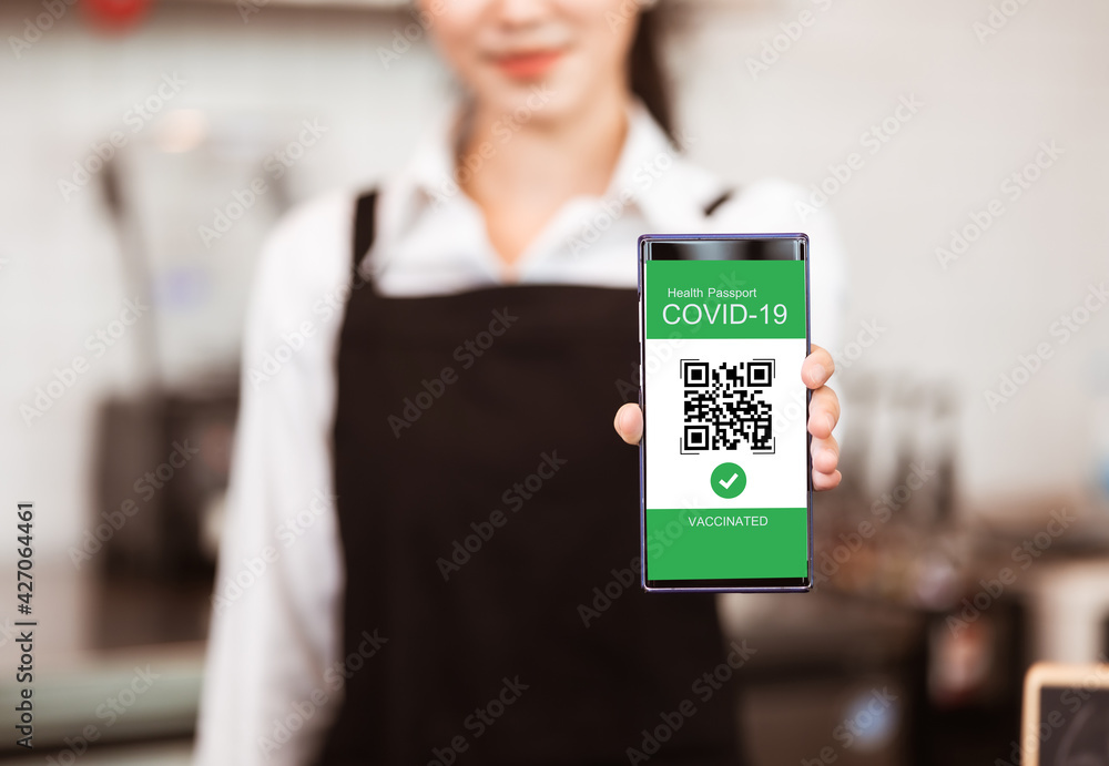 Customer paying with qr code on smartphone screen NFC payment ...