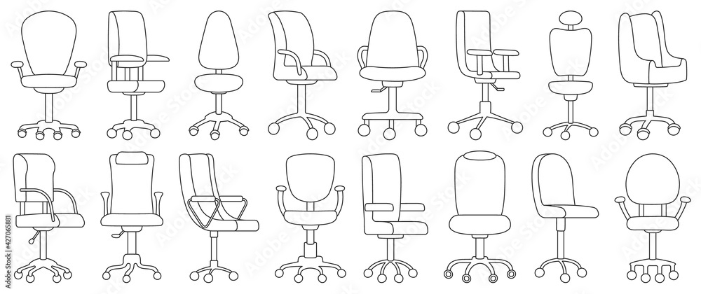 Office chair isolated outline icon.Vector illustration interior ...