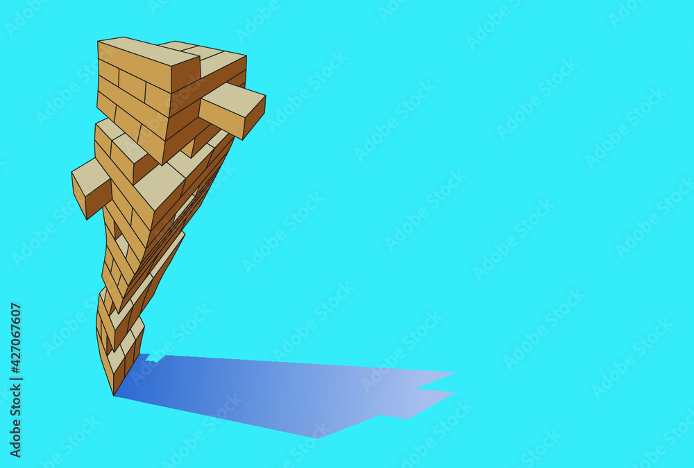 Falling jenga that can symbolize the state of company, organization ...