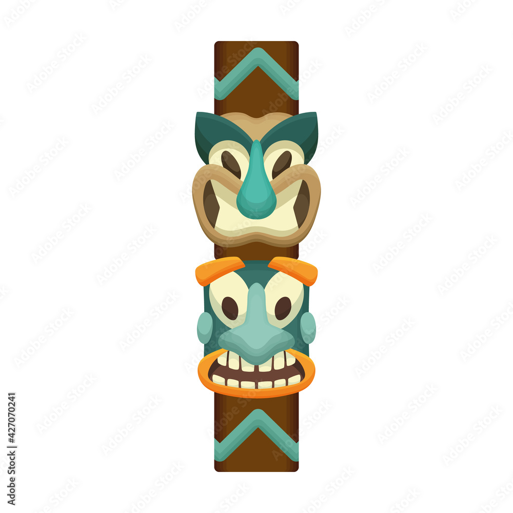 Totem tribal vector cartoon icon. Vector illustration totem wood on ...
