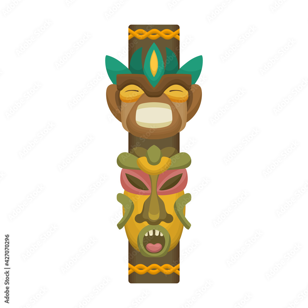 Totem tribal vector cartoon icon. Vector illustration totem wood on ...