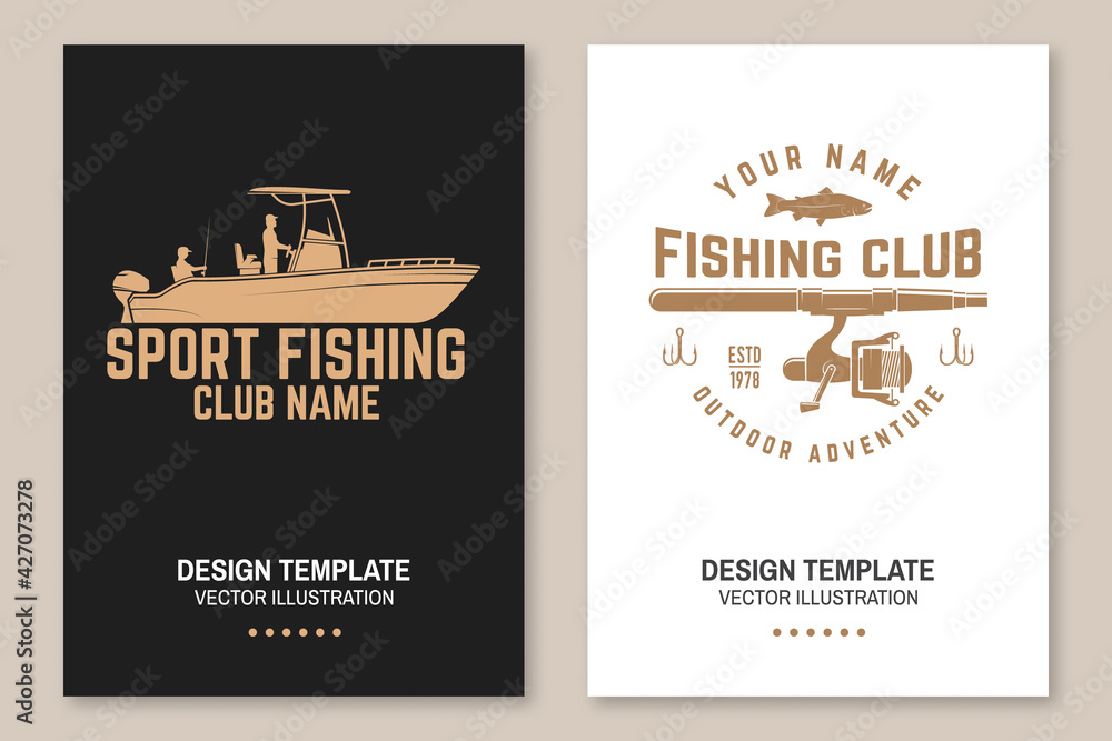 Sport Fishing club. Vector. Flyer, brochure, banner, poster design with ...