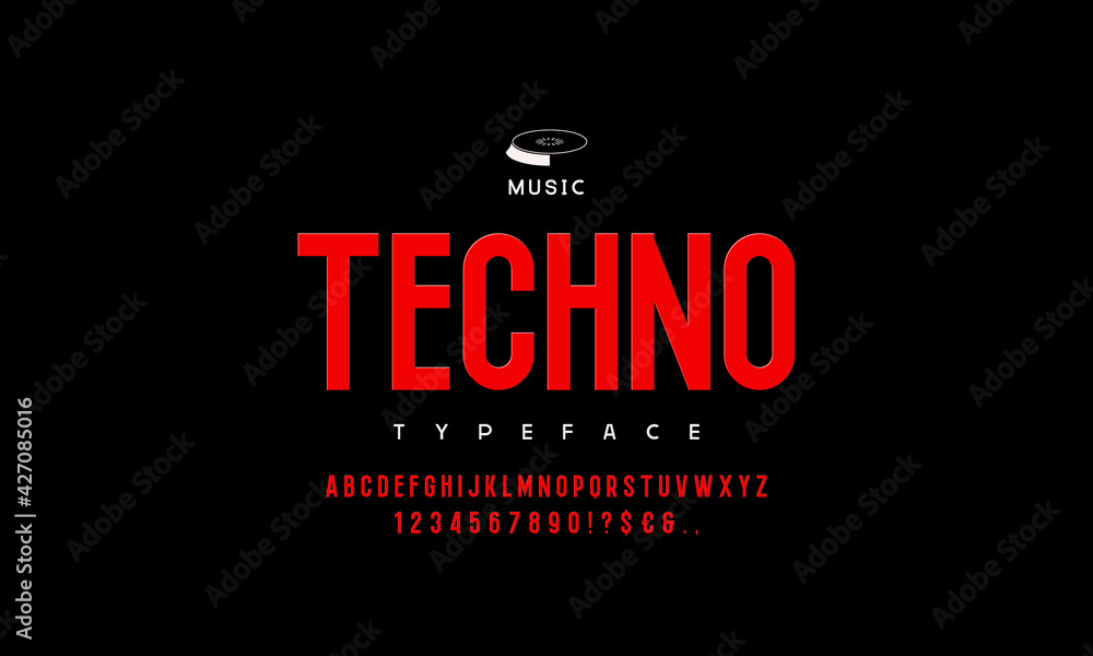 Vetor de Condensed bold red retro sans serif font. Vector typefaces ...