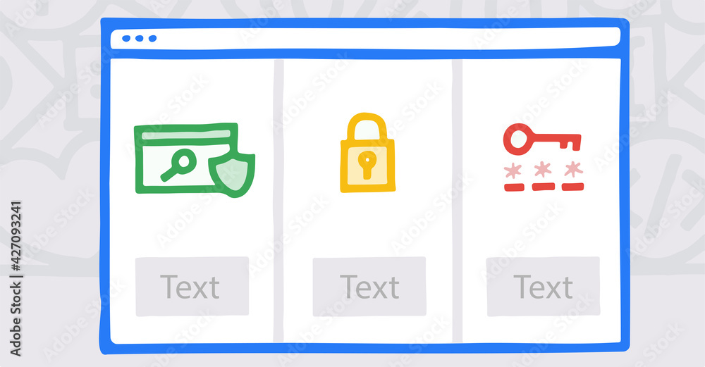 Vector image of the browser window. Icons for anonymity and security ...