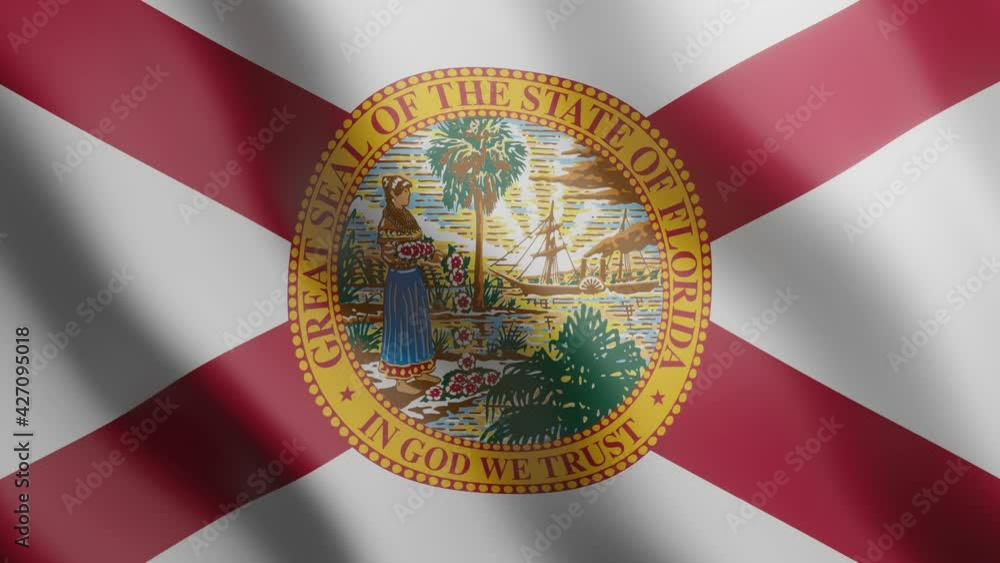 3d waving flag of US state Florida. National flag in wind background ...