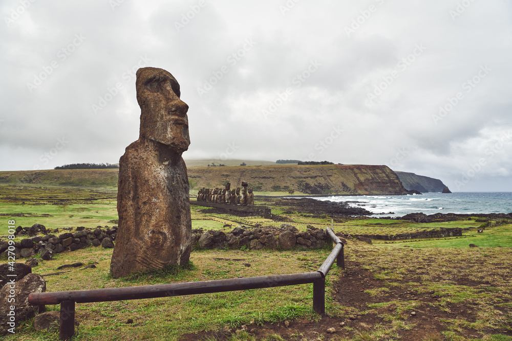 Moai statues on Rapa Nui (Easter Island) Stock Photo | Adobe Stock
