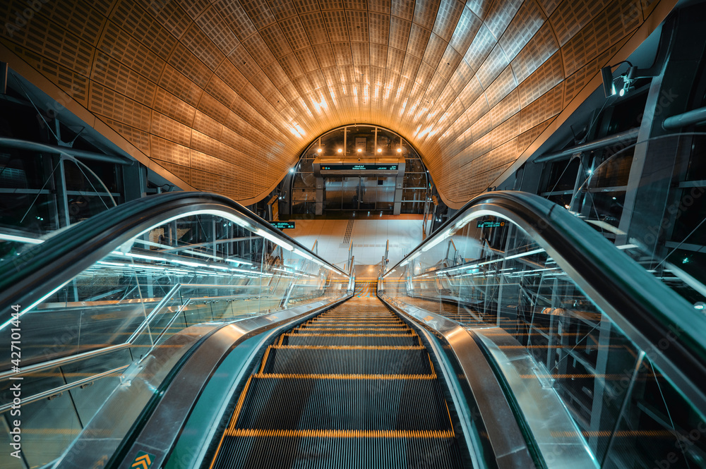 Dubai, United Arab Emirates - March 31, 2021: Dubai metro station ...
