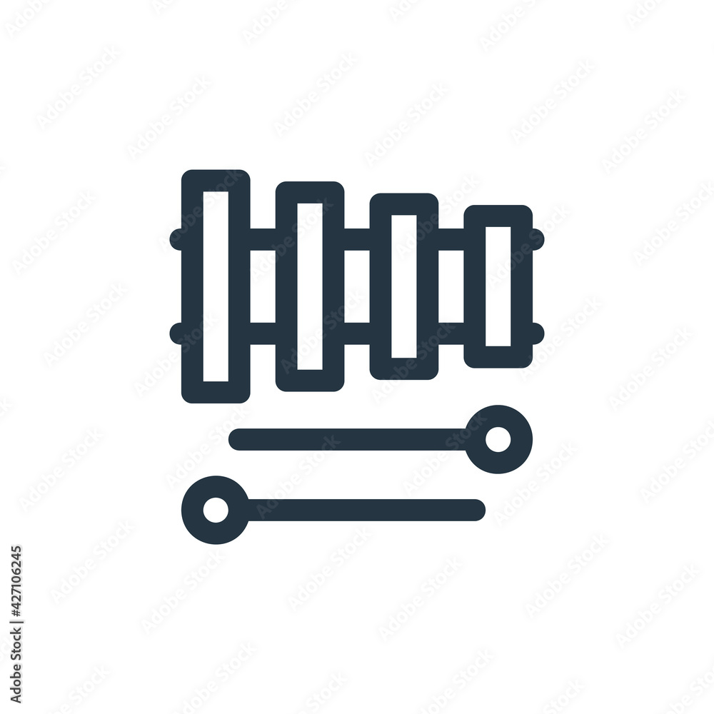 xylophone icon. Thin linear xylophone outline icon isolated on white ...