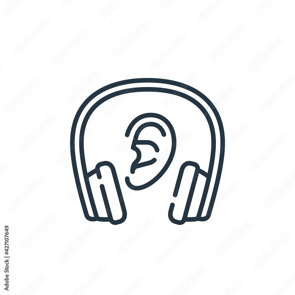 hearing test icon. Thin linear hearing test outline icon isolated on ...