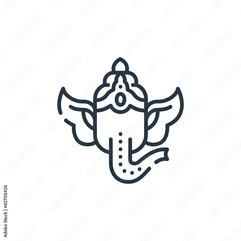 ganesha icon. Thin linear ganesha outline icon isolated on white ...