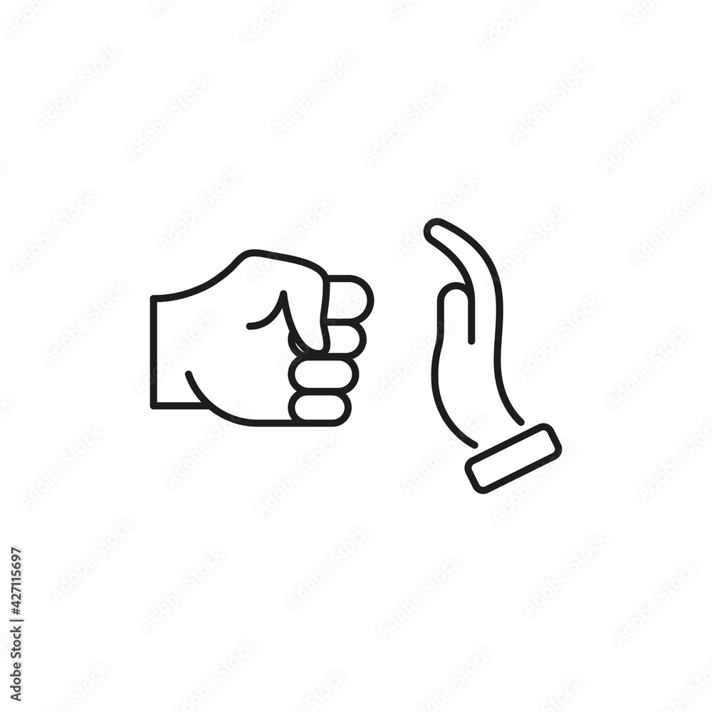 Domestic Violence line icon. Stop Violence. Domestic Abuse. Fist as ...