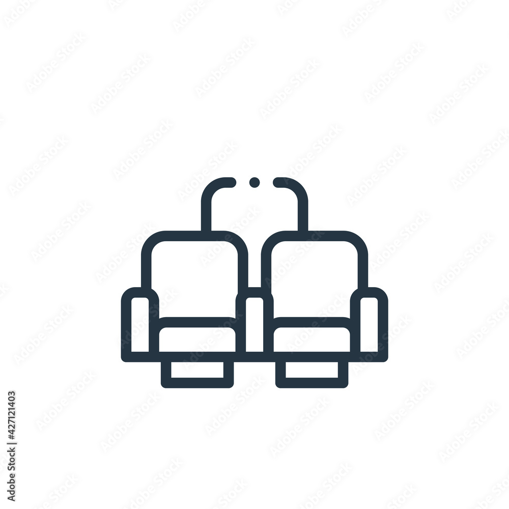 cinema seats icon. Thin linear cinema seats outline icon isolated on ...
