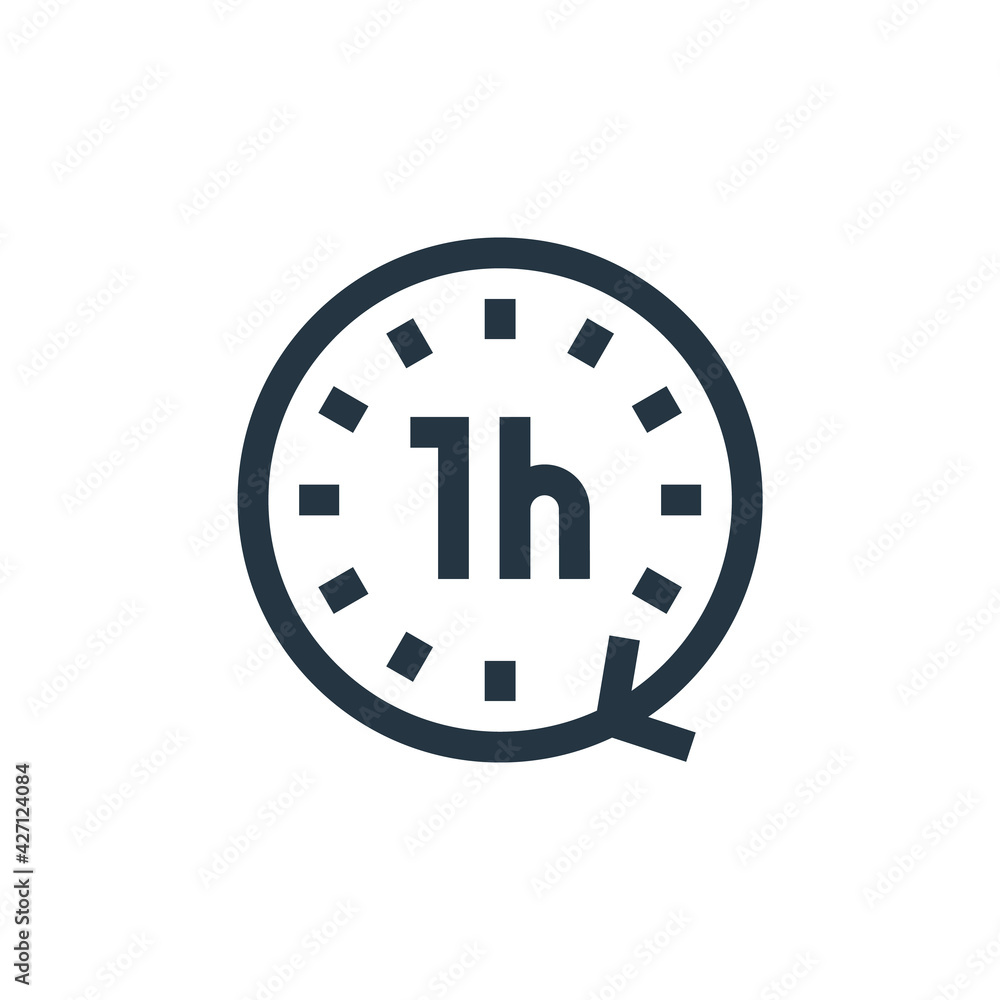 one hour icon. Thin linear one hour outline icon isolated on white ...