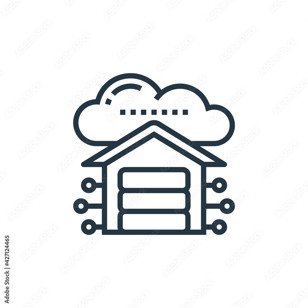 data warehouse icon. Thin linear data warehouse outline icon isolated ...