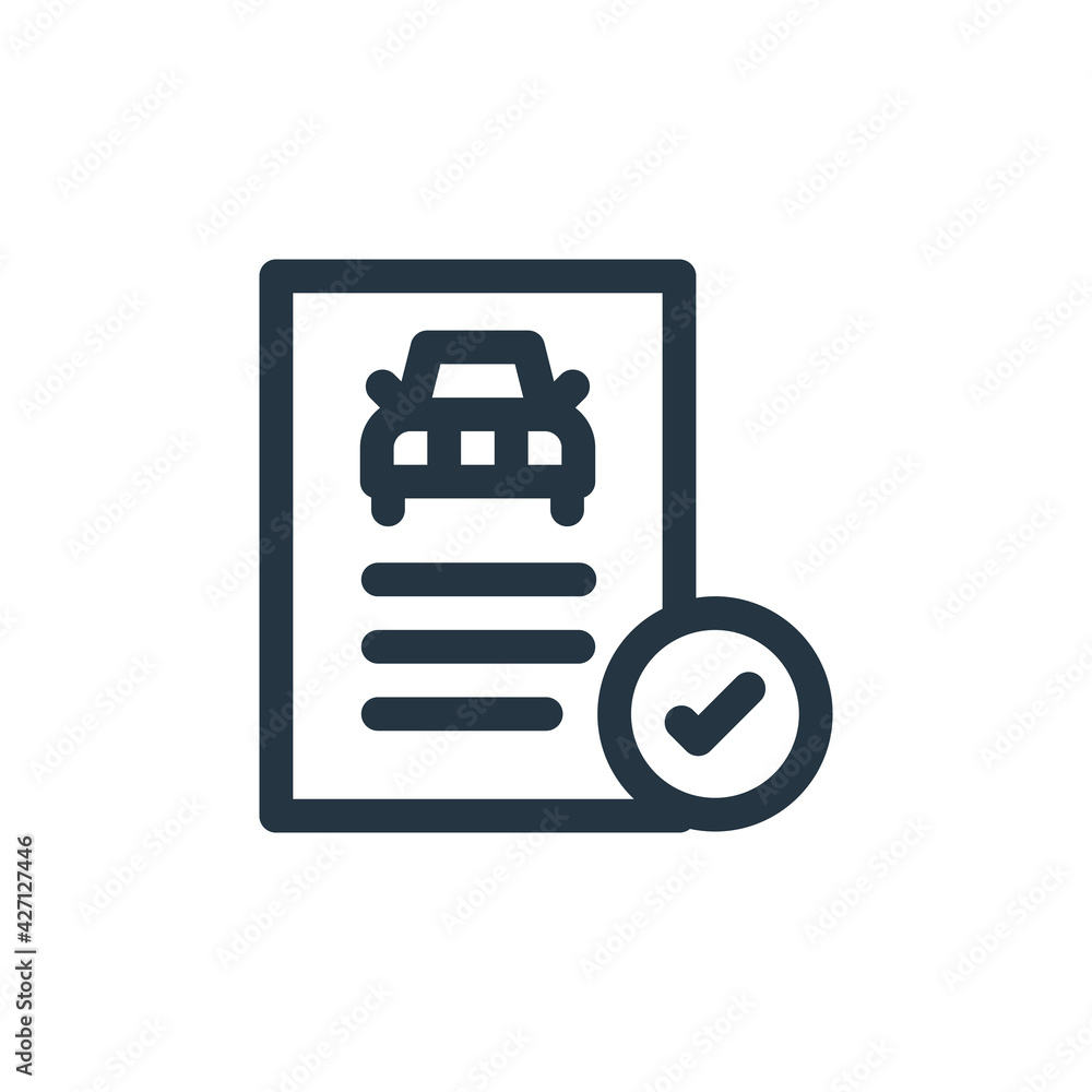 driving test icon. Thin linear driving test outline icon isolated on ...
