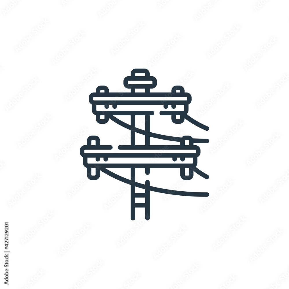 electric pole icon. Thin linear electric pole outline icon isolated on ...