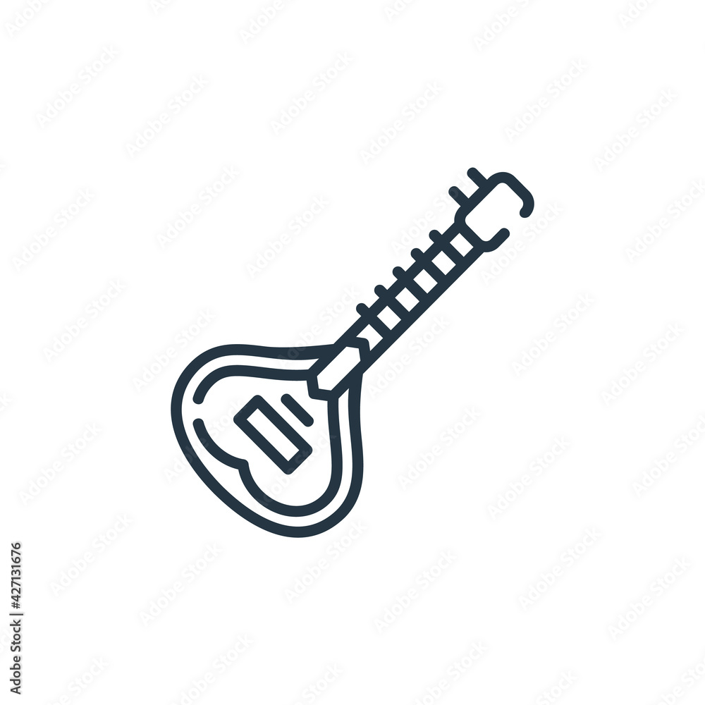 sitar icon. Thin linear sitar outline icon isolated on white background ...