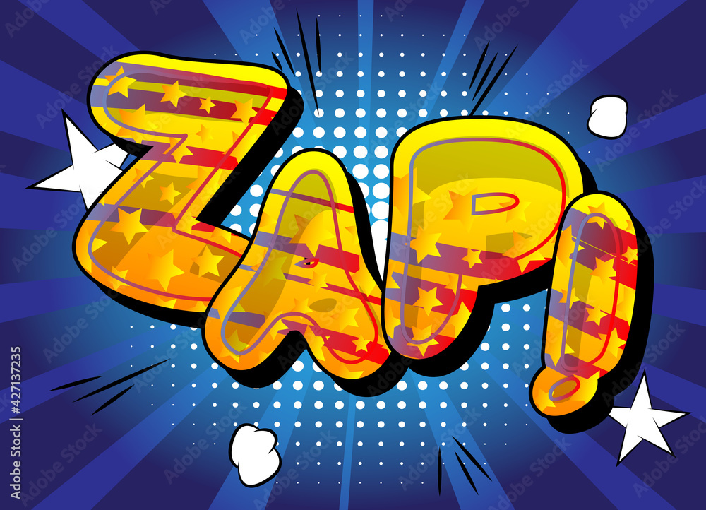 Comic book Zap word effect on bright abstract background. Vector ...