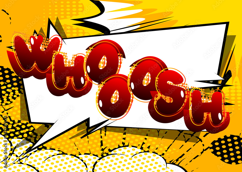 Comic book Whooosh word effect on bright abstract background. Vector ...