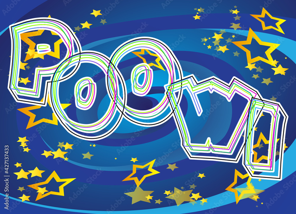 Comic book Poow word effect on bright abstract background. Vector ...