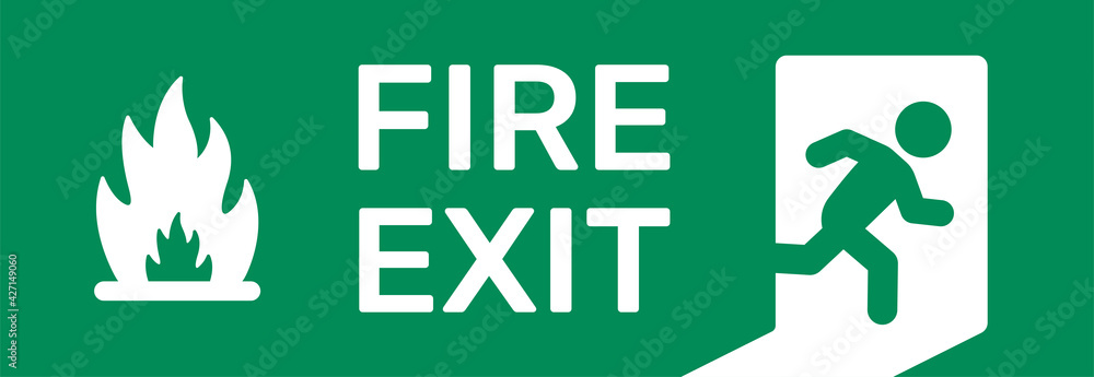 Fire exit sign board, safety sign, safety sign board, security sign ...