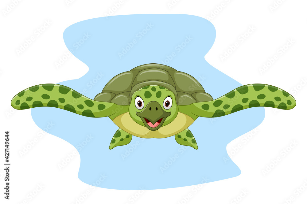 Cartoon Sea Turtle Swimming