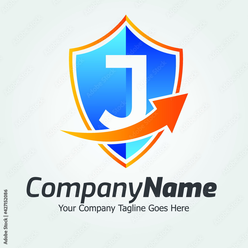 Letter J vector logo template, Colorful Letter J logo, Shield Logo ...