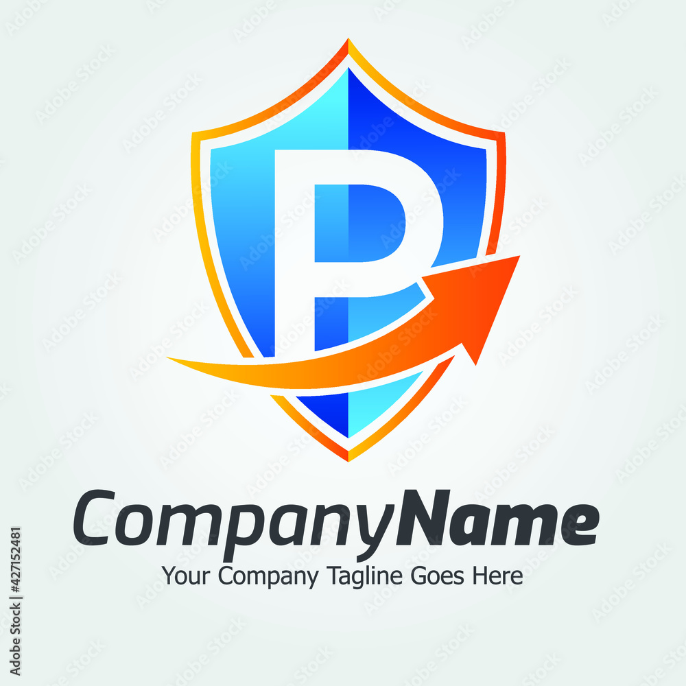 Letter P vector logo template, Colorful Letter P logo, Shield Logo ...