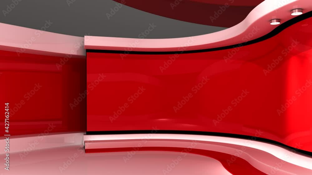 News room. TV studio. Studio. Red background. The perfect backdrop for ...