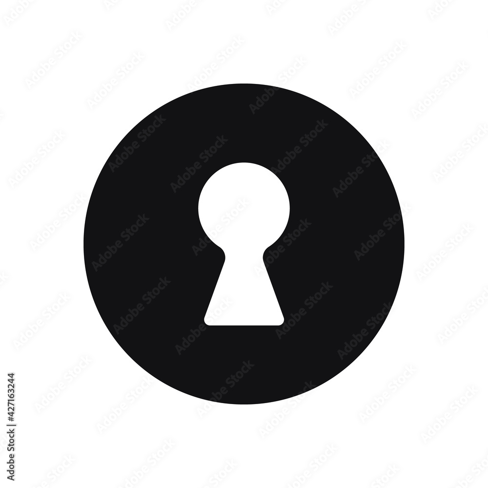 Black key hole icon vector sign isolated on white background. Black key ...