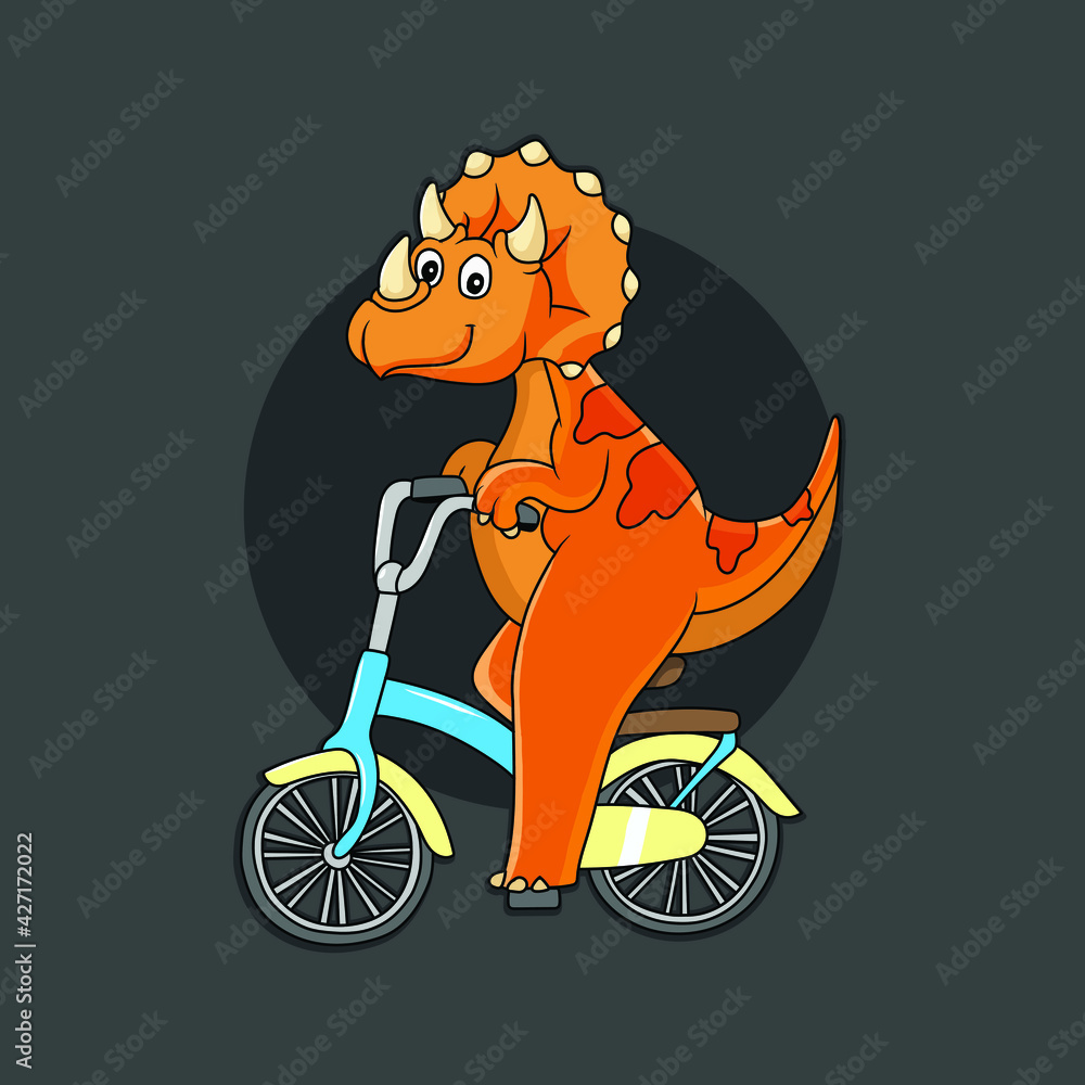 cute dino ride cycle vector illustration aet Stock Vector | Adobe Stock