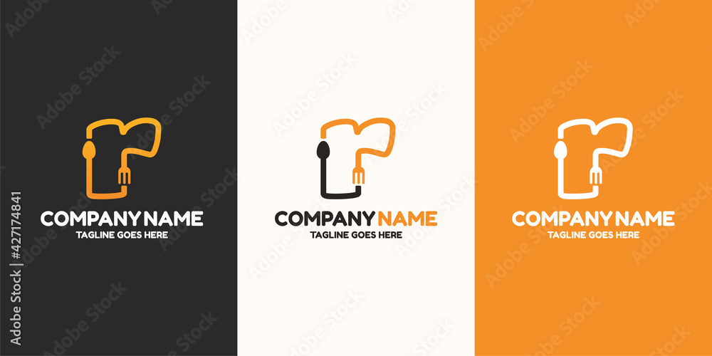 Initial letter R food Logo Design Template. Illustration vector graphic ...