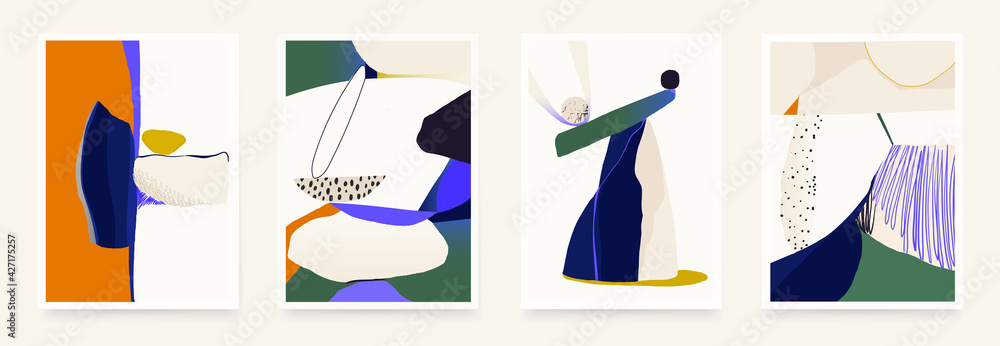 Set of contemporary abstract aesthetic shapes illustrations. Modern ...