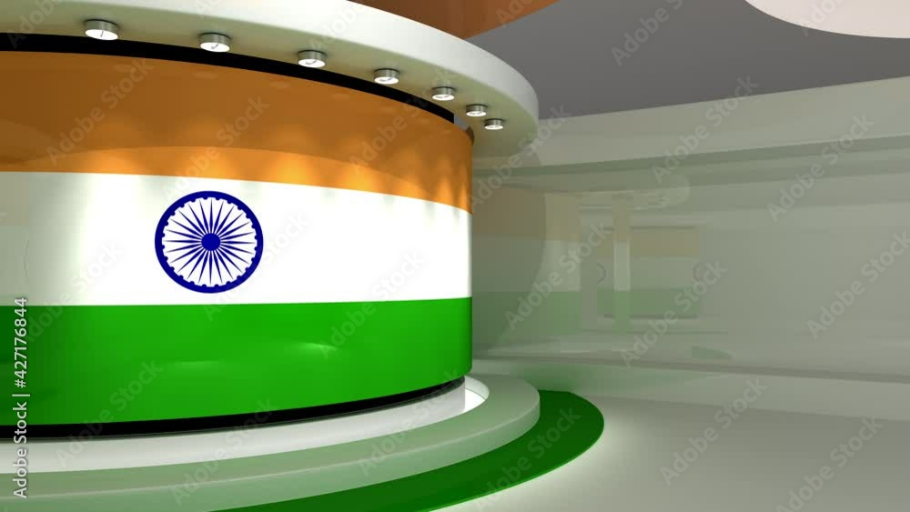 TV studio. Indian flag background. News studio. Background for any ...