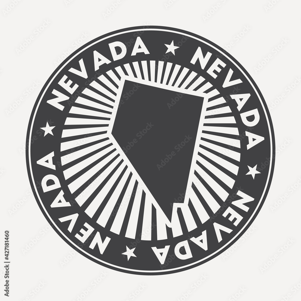 Nevada round logo. Vintage travel badge with the circular name and map ...