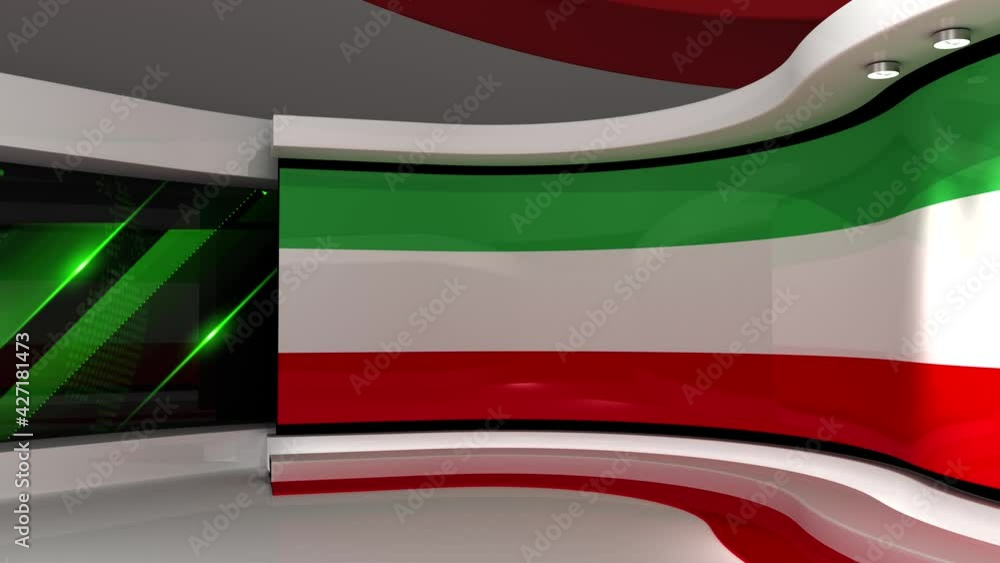 TV studio. Iran. Iranian flag. News studio. Loop animation. Background ...