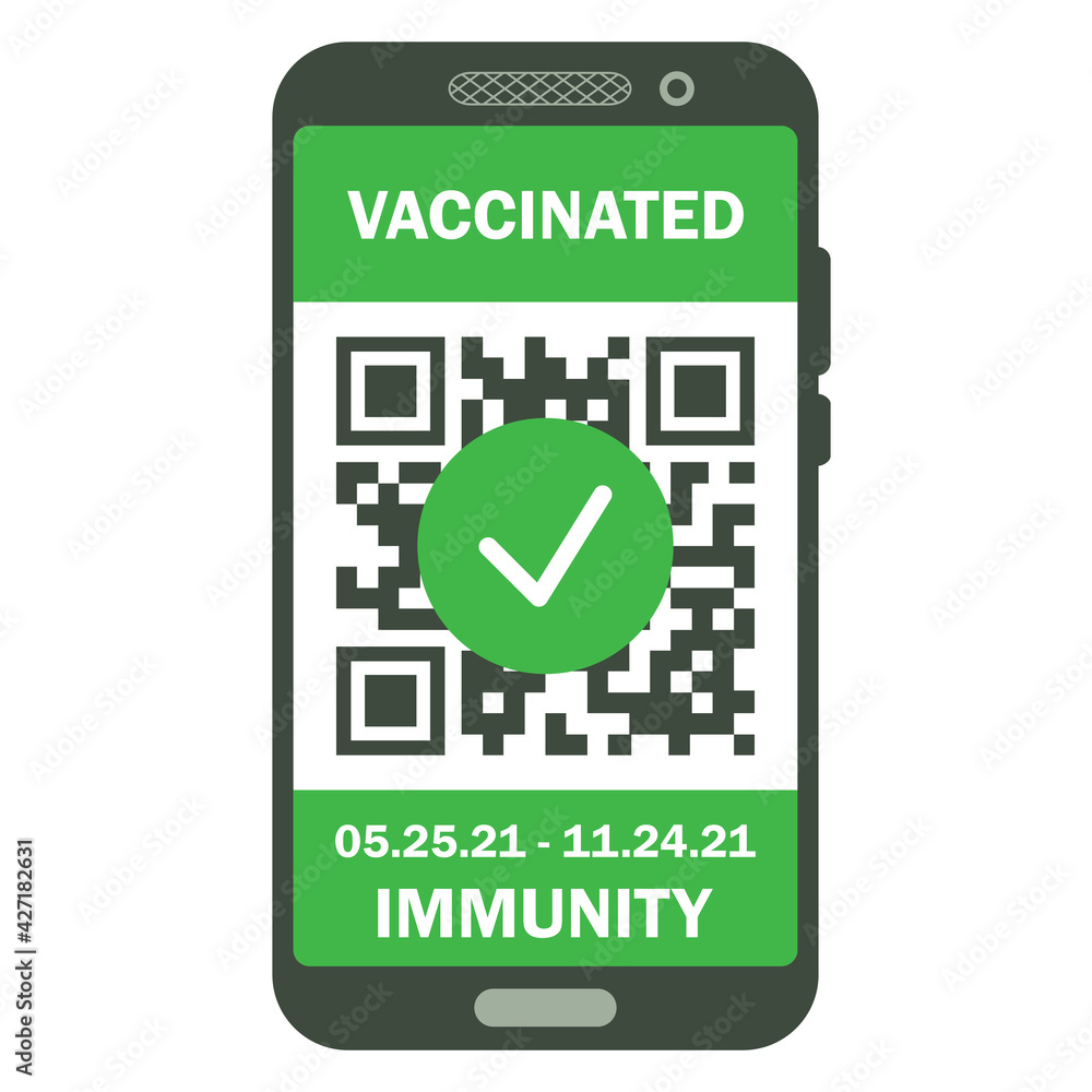 Travel immune passport in mobile phone. Covid-19 immunity certificate ...