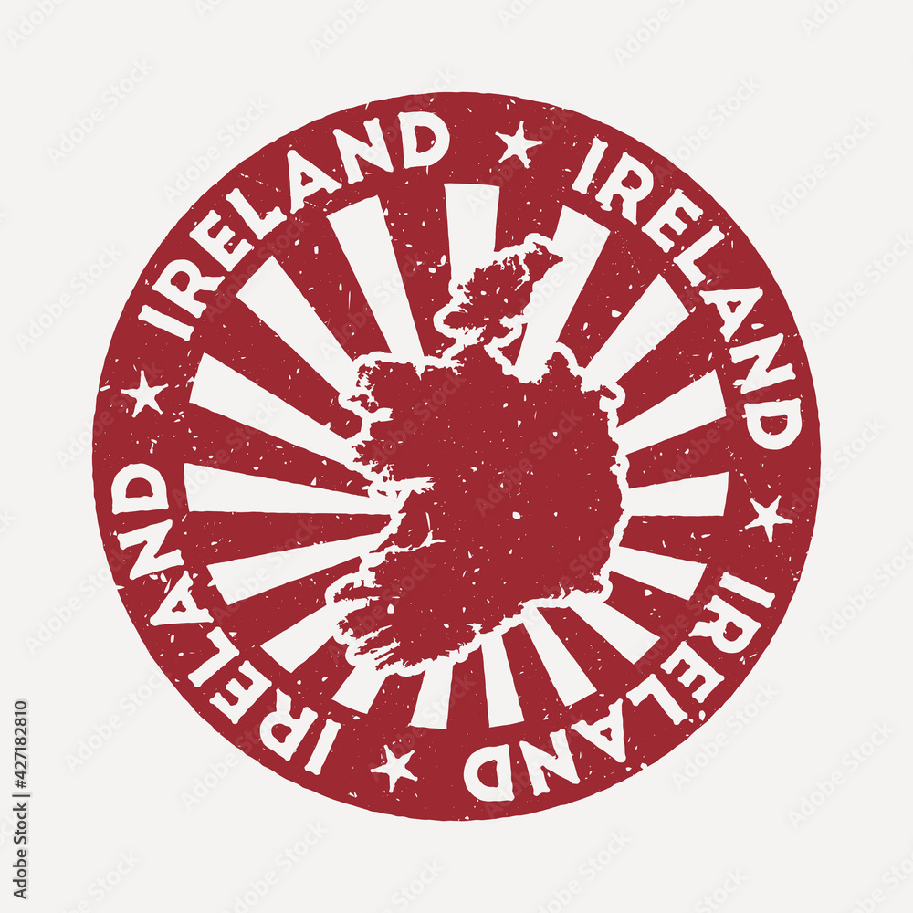 Ireland stamp. Travel red rubber stamp with the map of country, vector ...