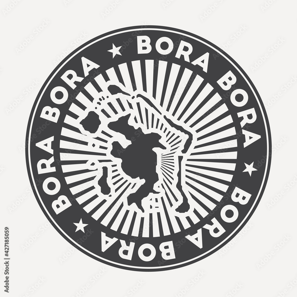 Bora Bora round logo. Vintage travel badge with the circular name and ...