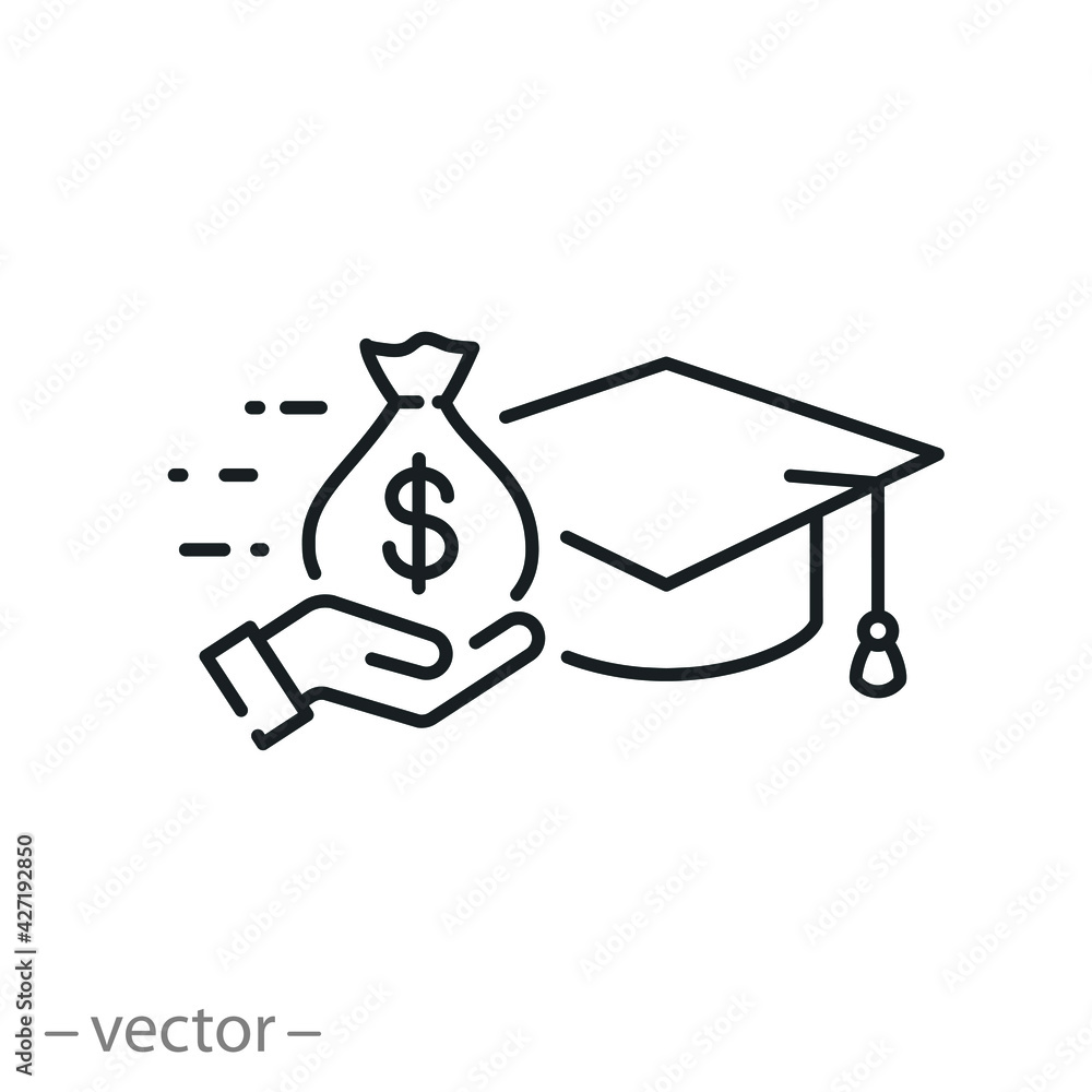 education credit or scholarship, icon, college fee, tuition expenses ...
